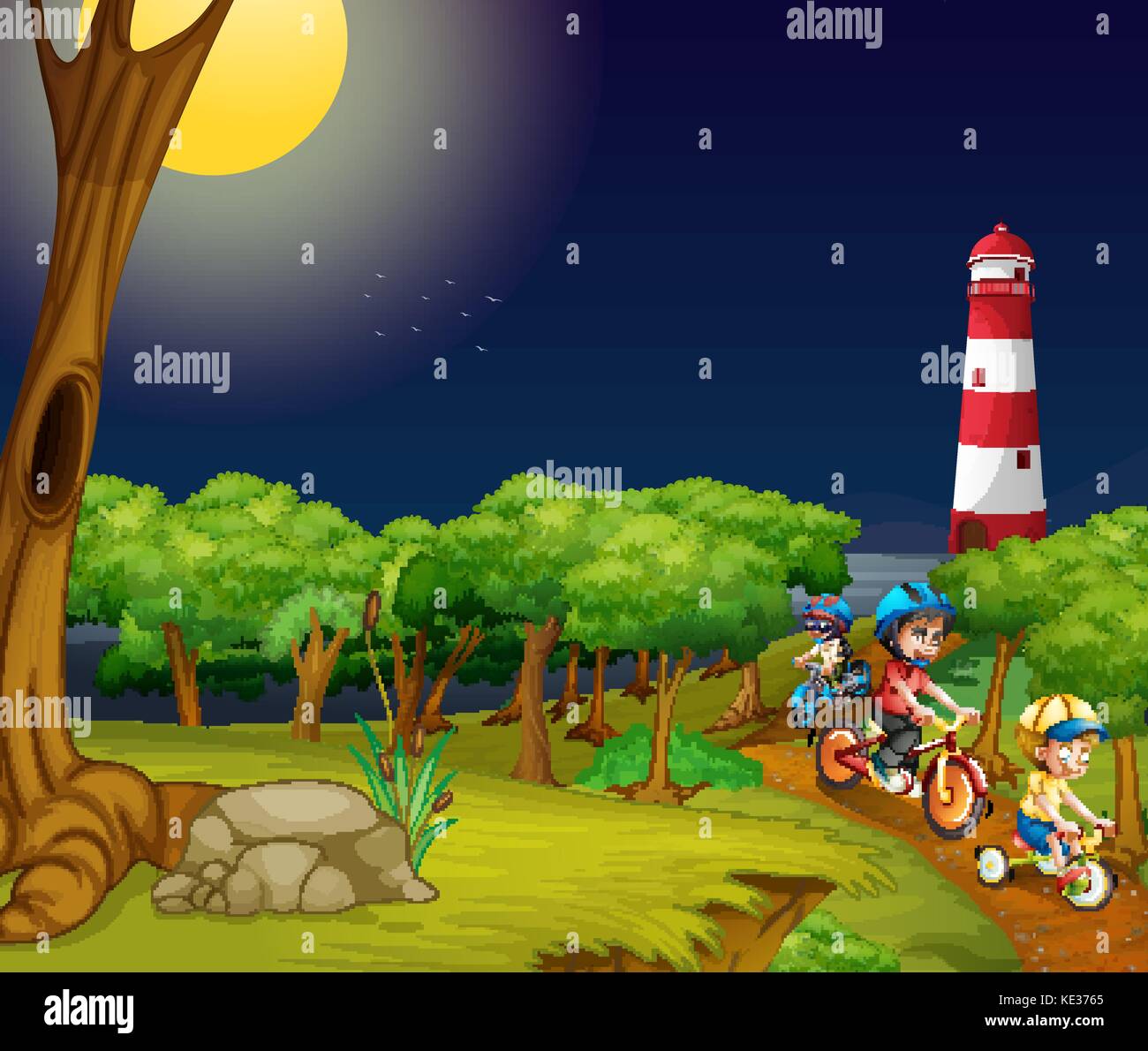Cartoon image kid riding bicycle hi-res stock photography and images ...