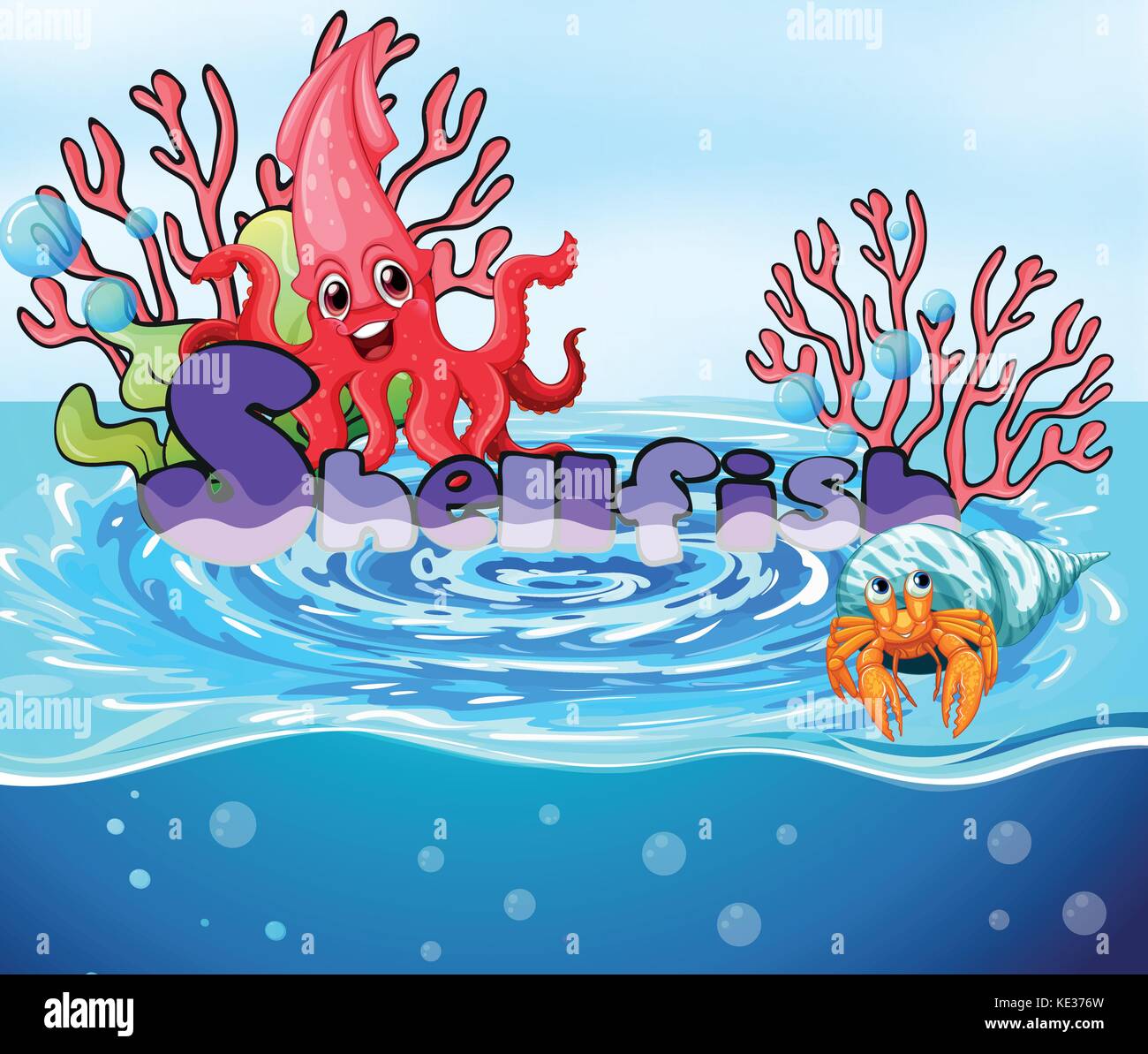 Poster of shellfish in water illustration Stock Vector Image & Art - Alamy
