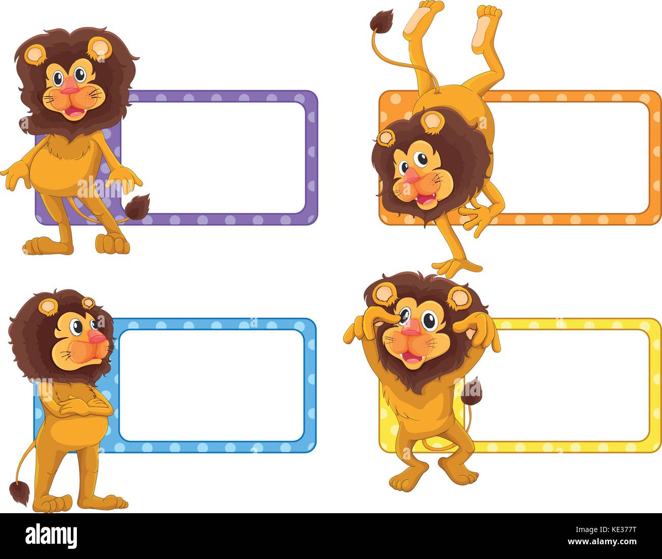 Label design with cute lions illustration Stock Vector Image & Art - Alamy