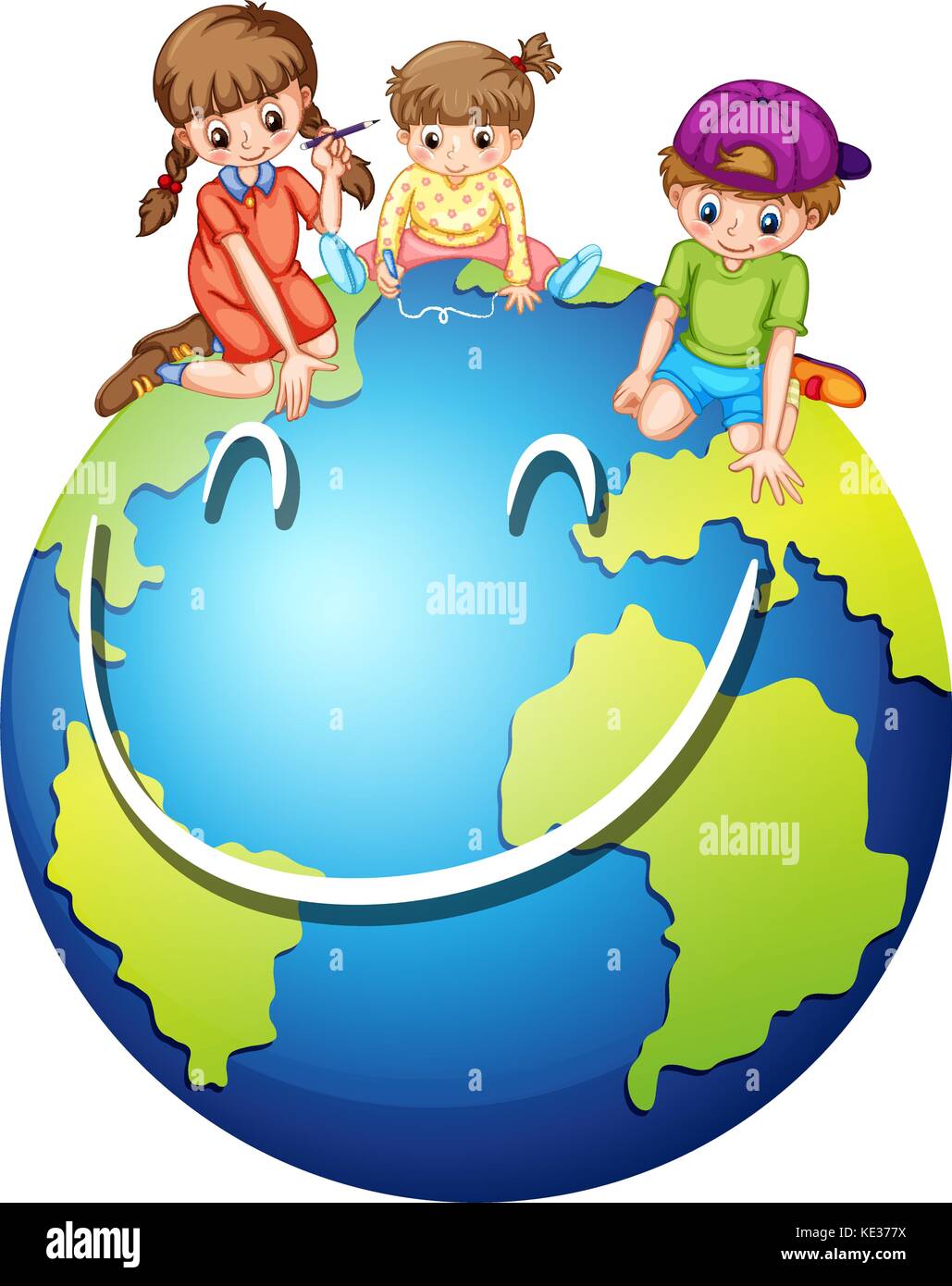 Children and happy world illustration Stock Vector Image & Art - Alamy