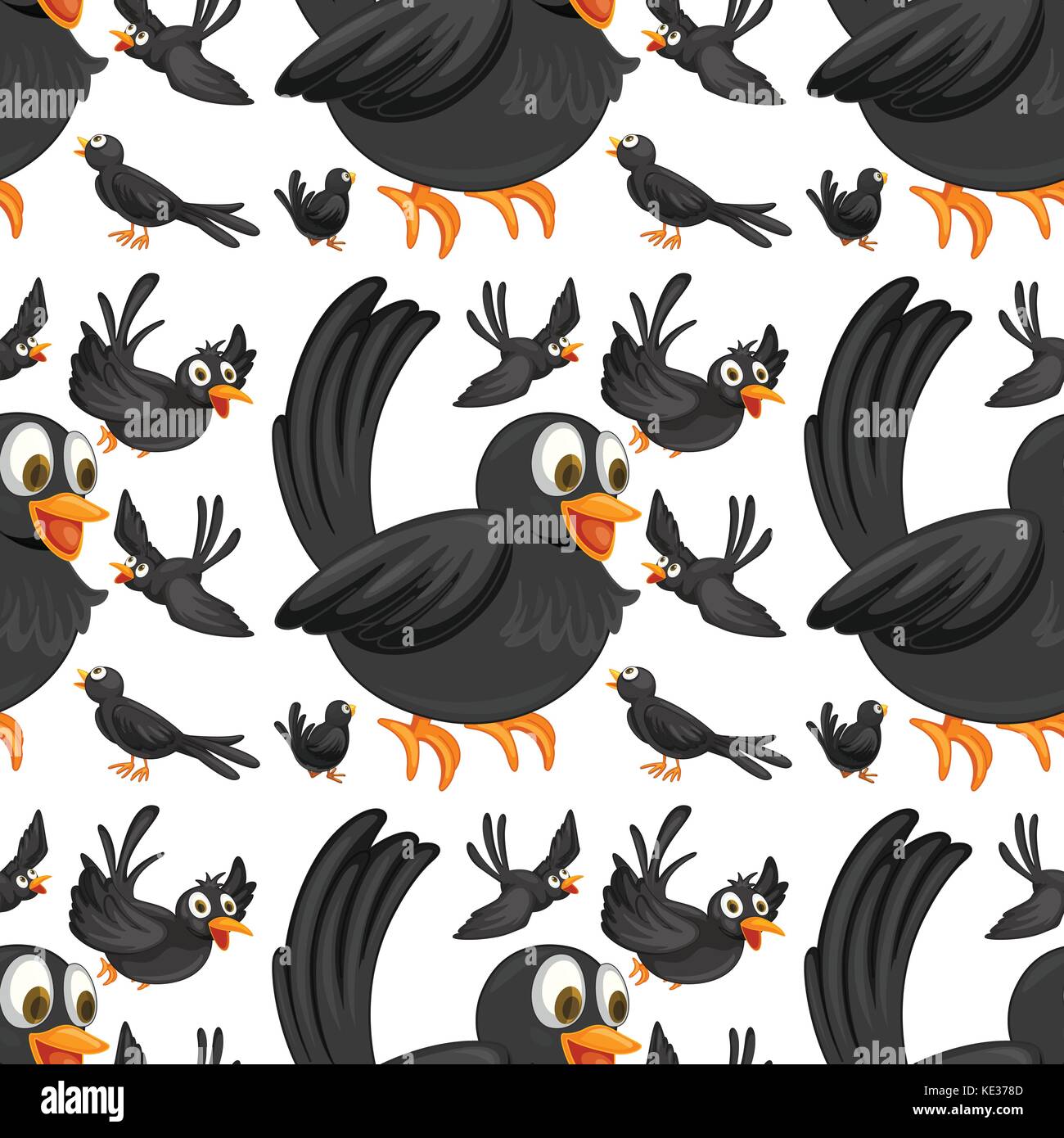 Seamless black birds flying illustration Stock Vector Image & Art - Alamy