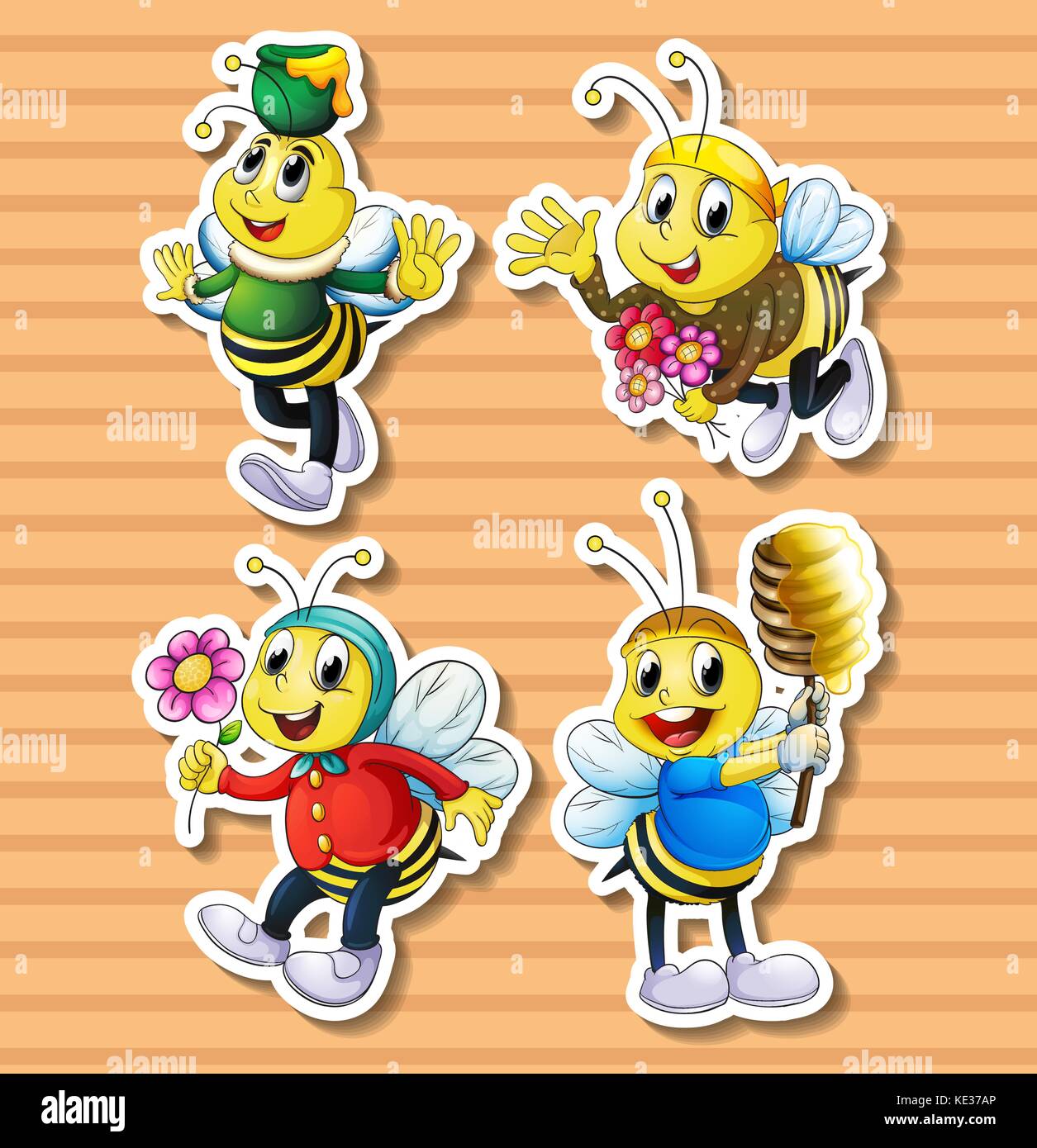 Cute bee in costumes illustration Stock Vector Image & Art - Alamy