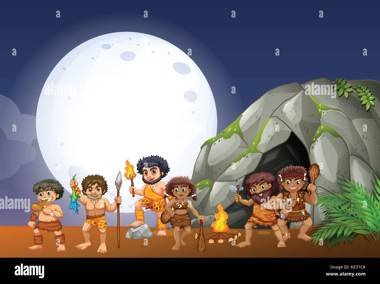 Caveman family Stock Vector Images - Alamy