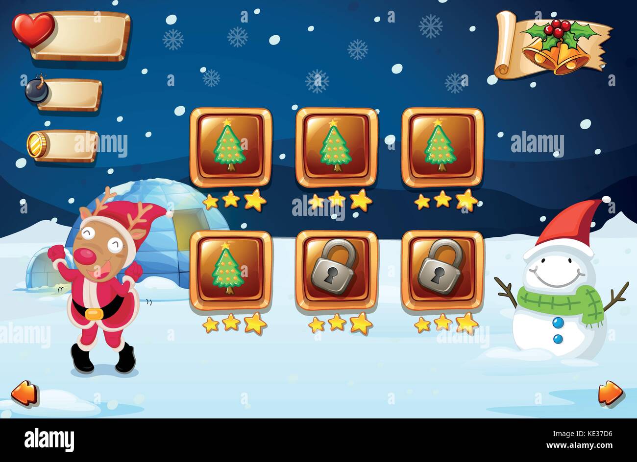 Game template with reindeer and snowman illustration Stock Vector Image ...