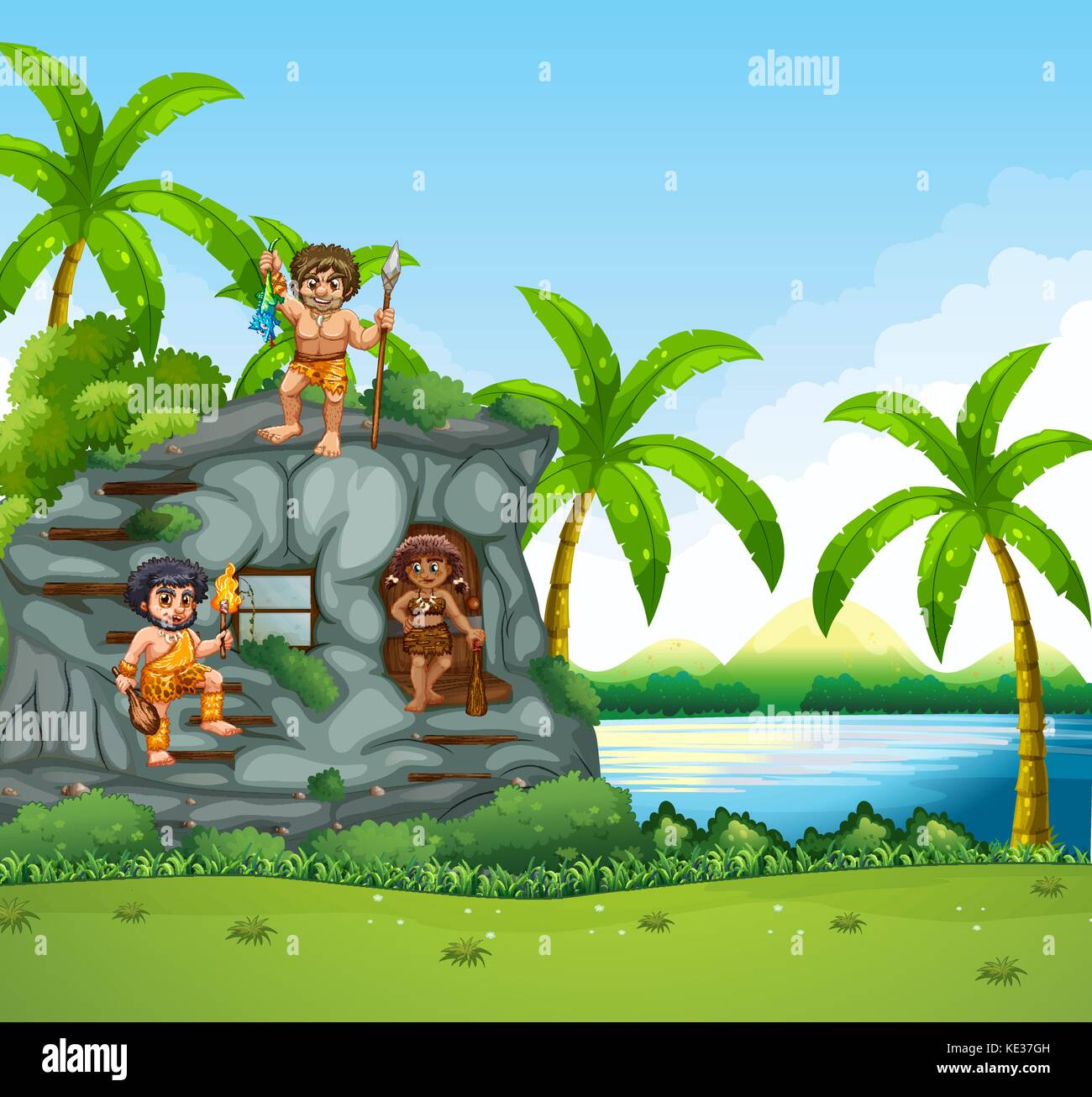 Cavemen vector vectors hi-res stock photography and images - Alamy