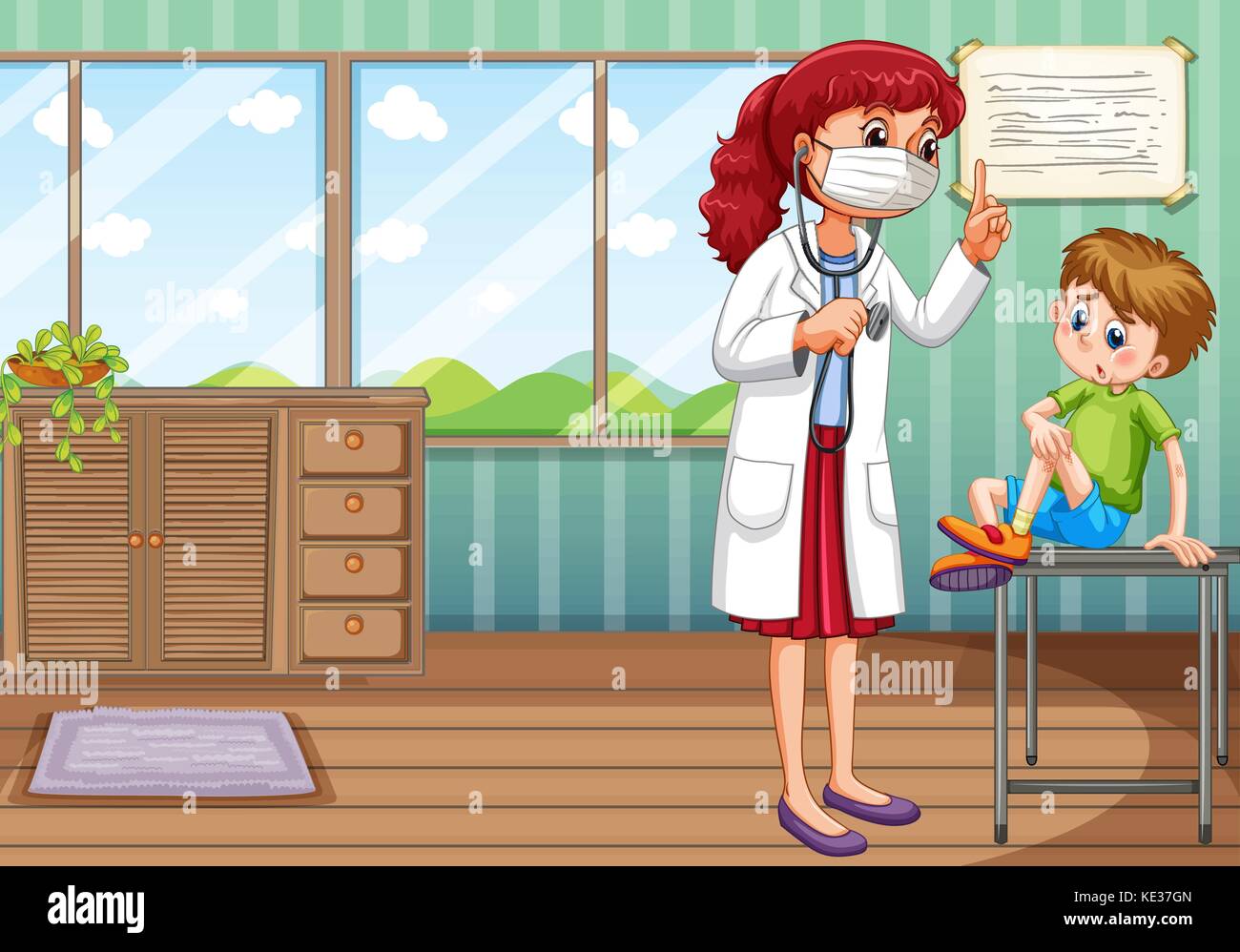 Doctor giving treatment to boy illustration Stock Vector Image & Art ...