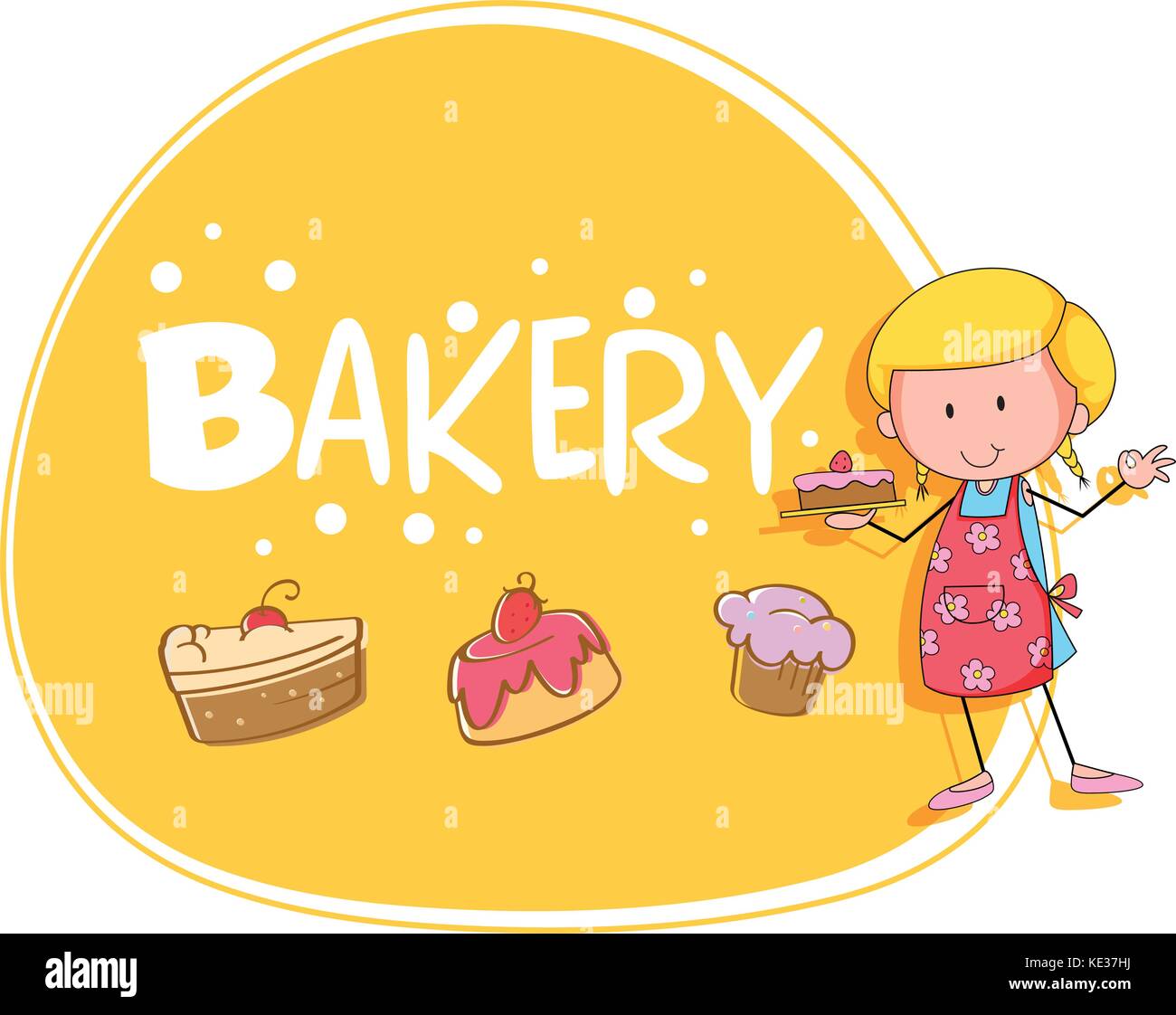 Bakery theme with baker and cake illustration Stock Vector Image & Art ...