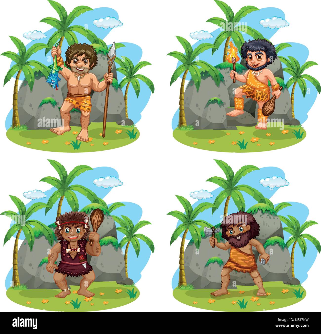Cavemen vector vectors hi-res stock photography and images - Alamy