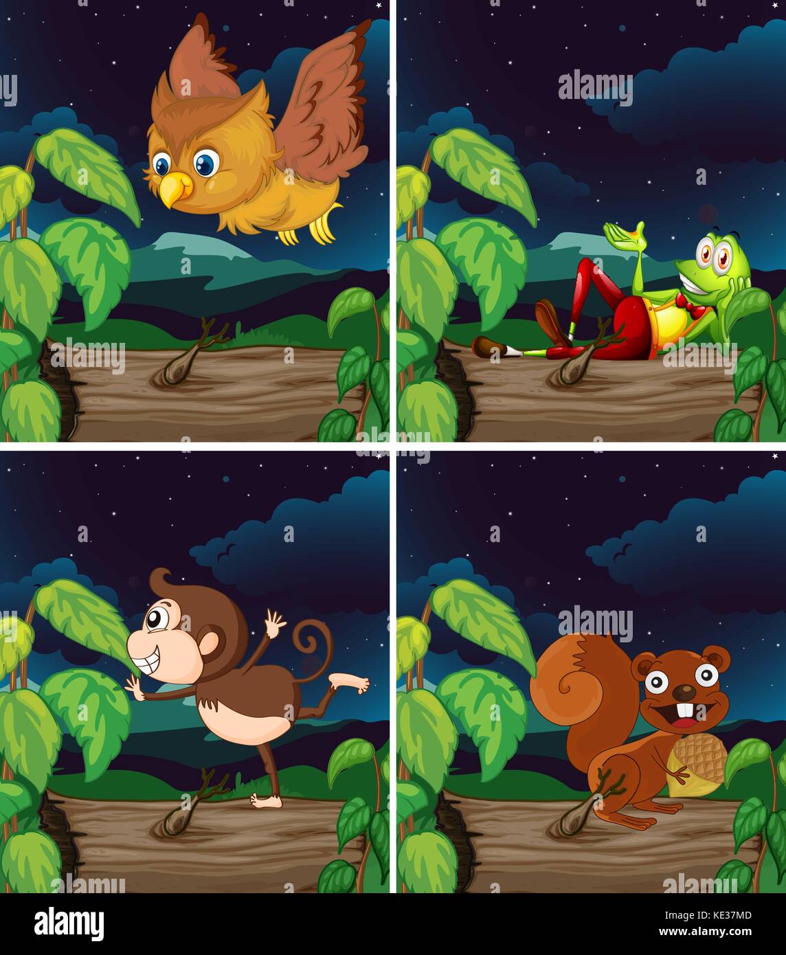 Night owl monkey Stock Vector Images - Alamy