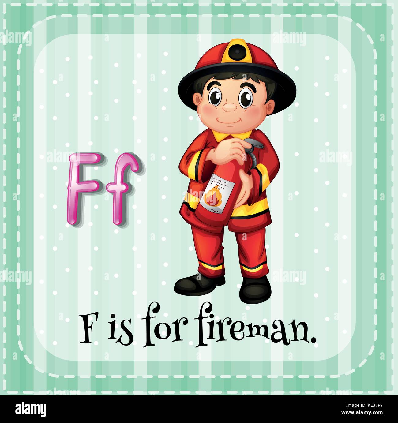 Flashcard letter F is for fireman illustration Stock Vector Image & Art ...