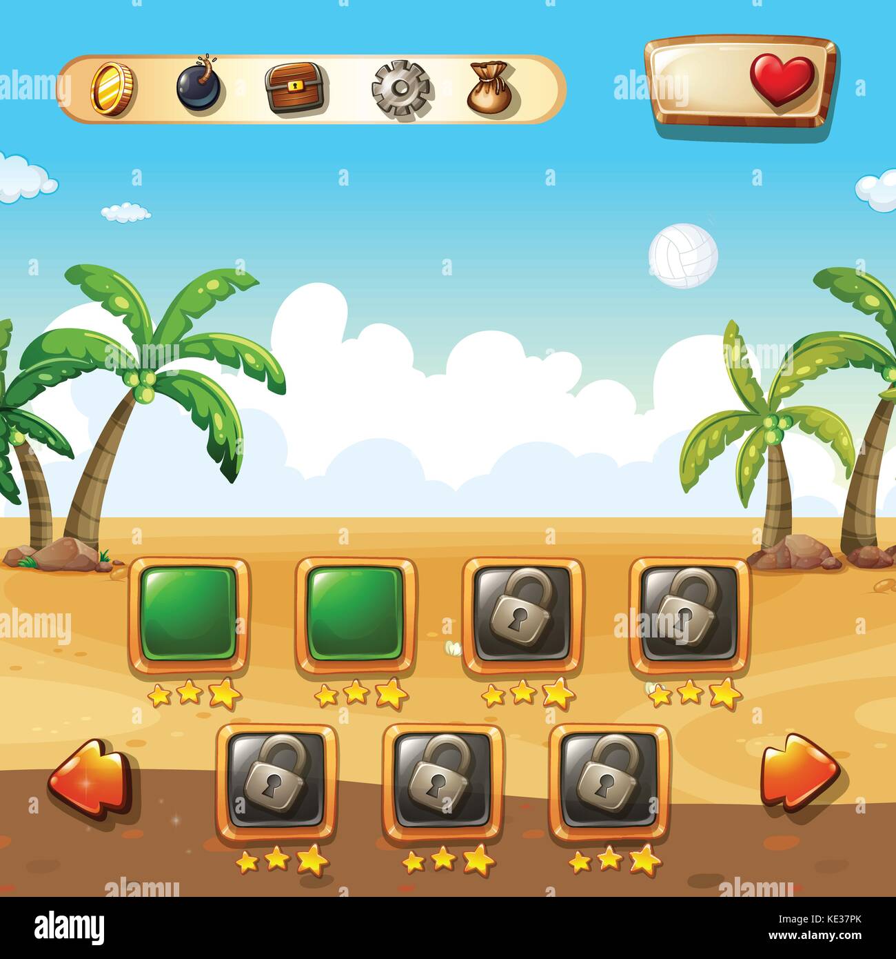 Game template with beach background illustration Stock Vector Image ...