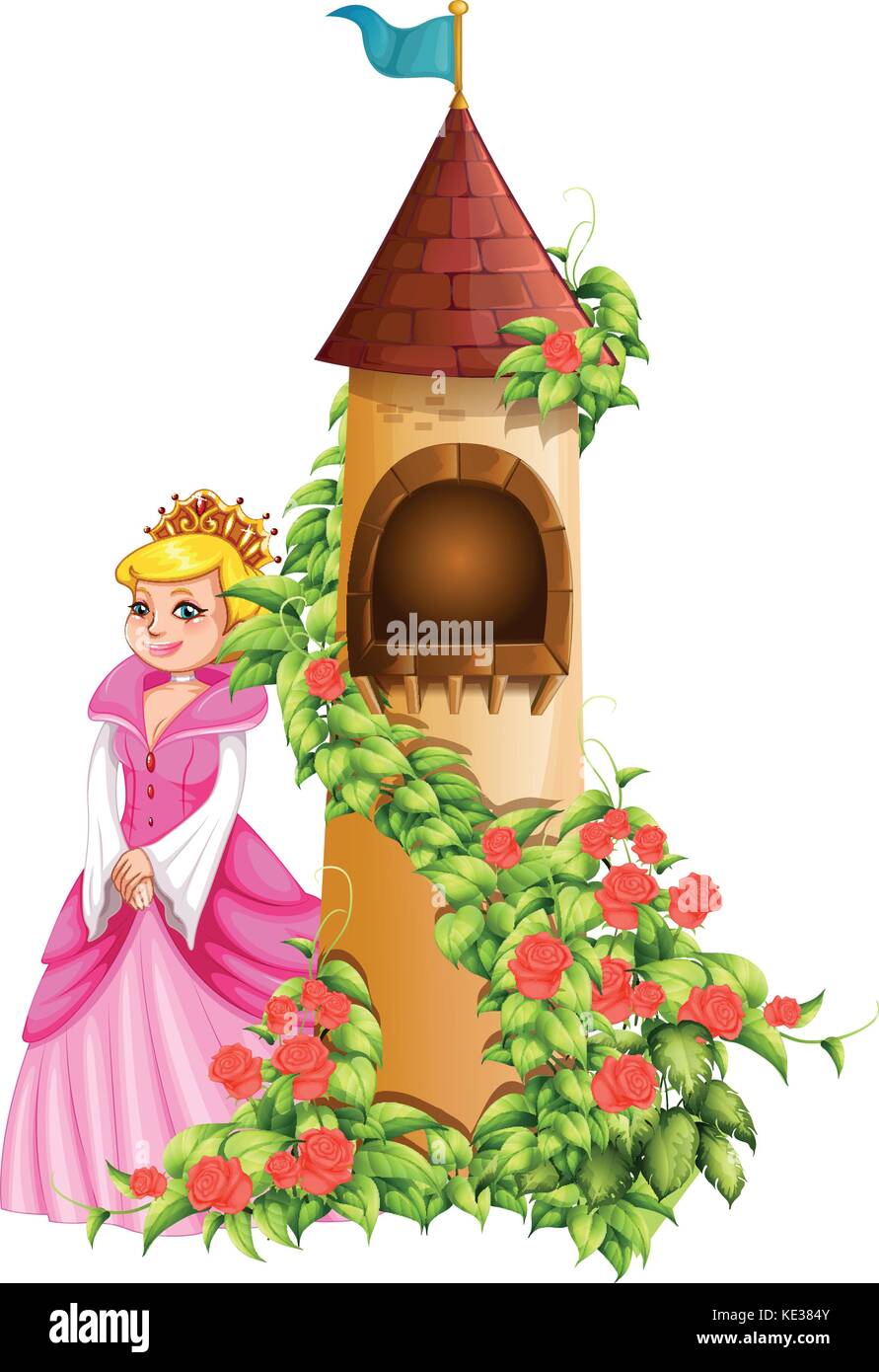 Queen and castle tower illustration Stock Vector Image & Art - Alamy