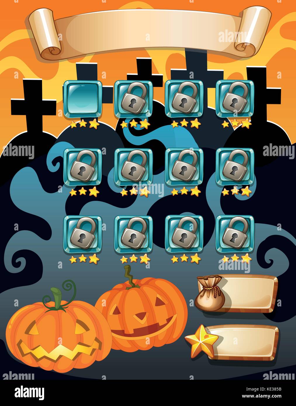 Computer game template with halloween theme illustration Stock Vector ...