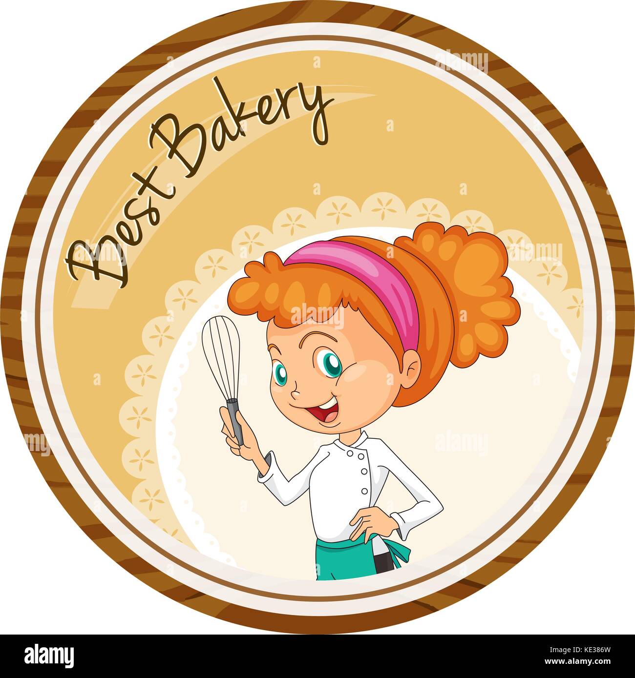 Female baker on round badge illustration Stock Vector Image & Art - Alamy