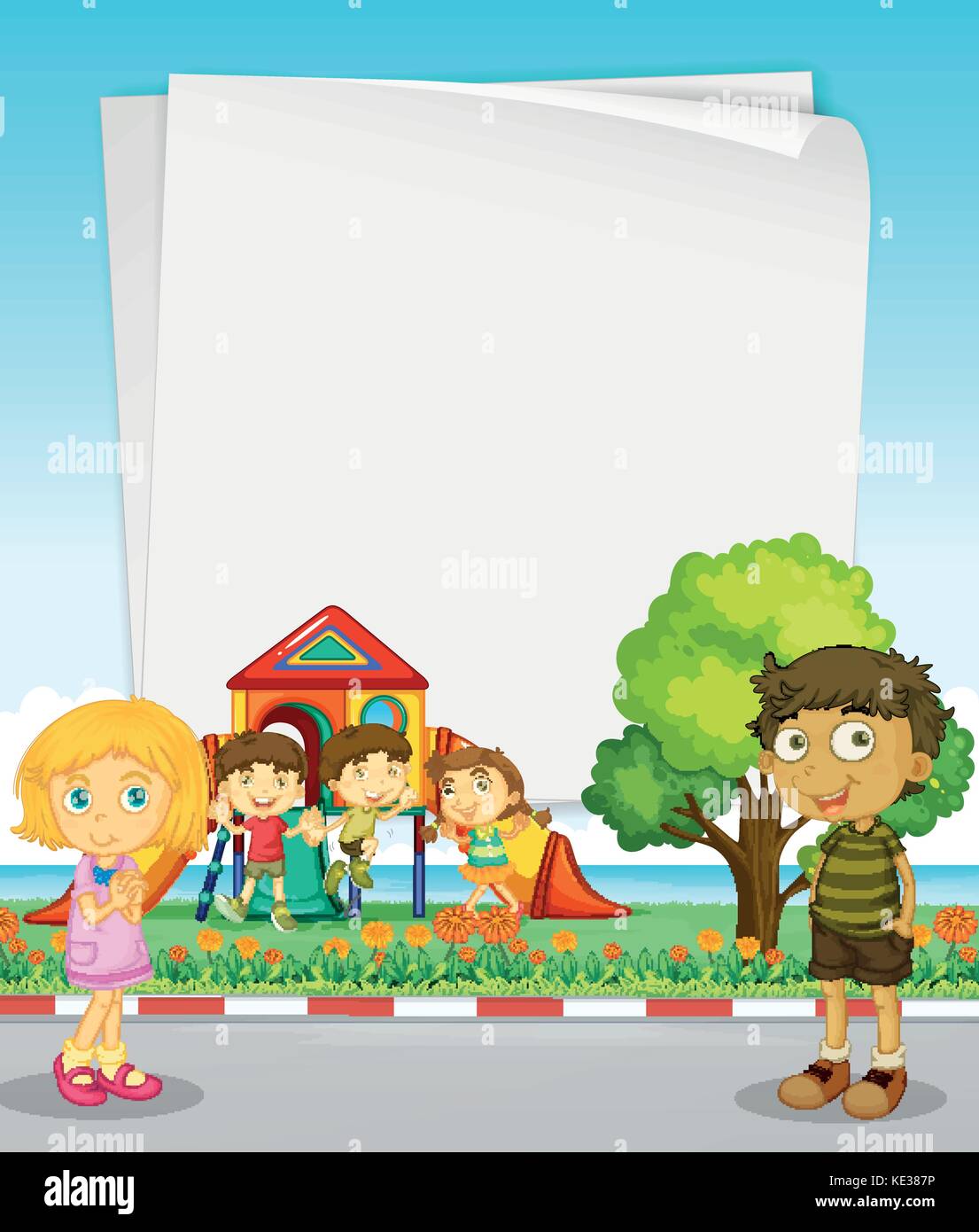 Paper design with kids in the park illustration Stock Vector Image ...