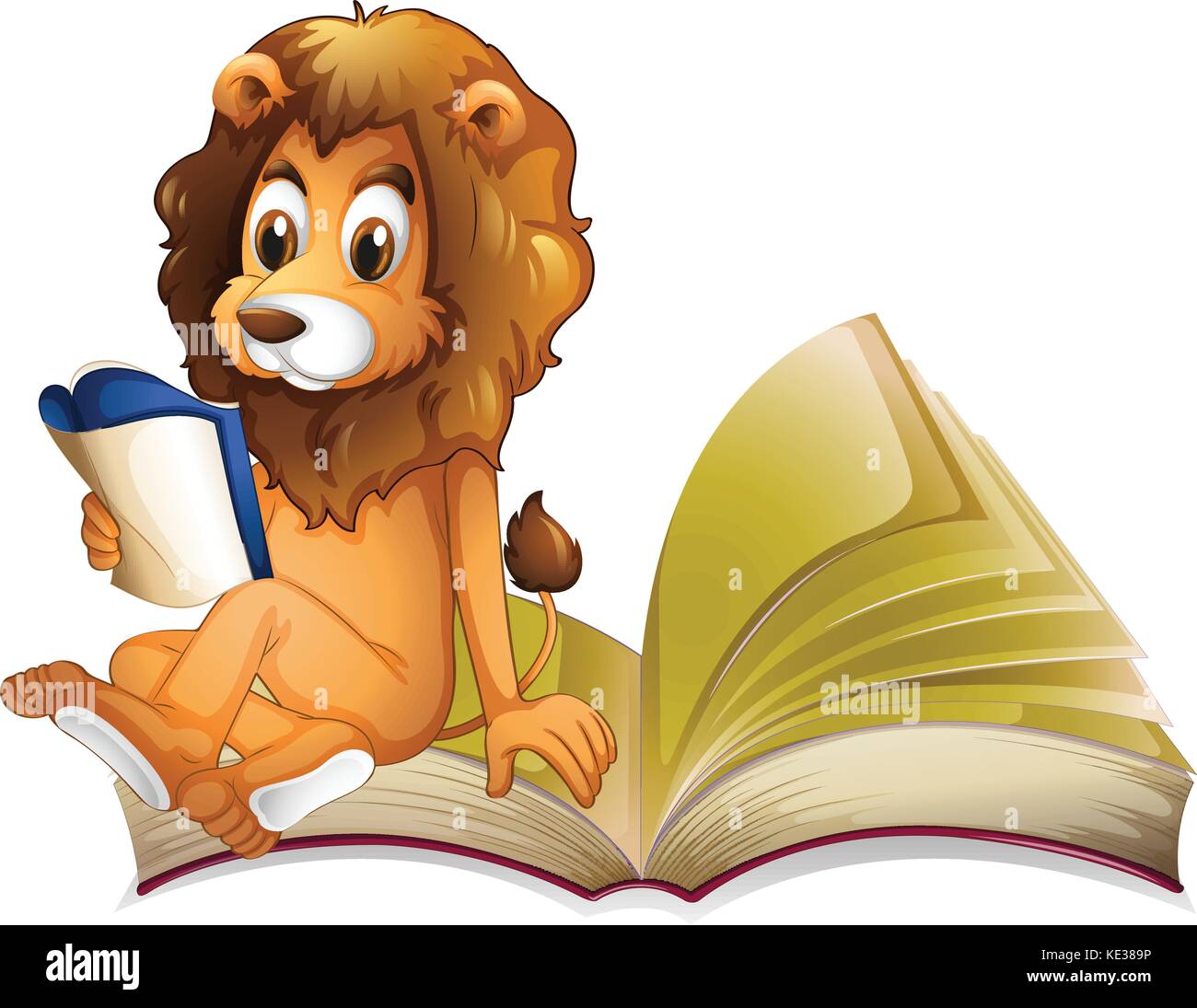 Lion reading storybook alone illustration Stock Vector Image & Art - Alamy
