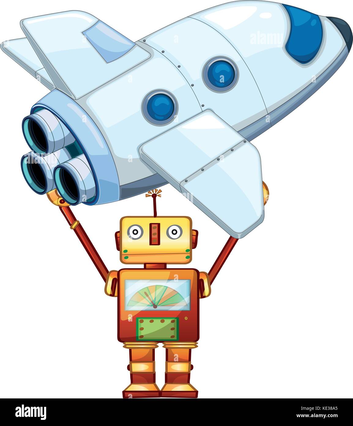 Robot lifting up spaceship illustration Stock Vector Image & Art - Alamy