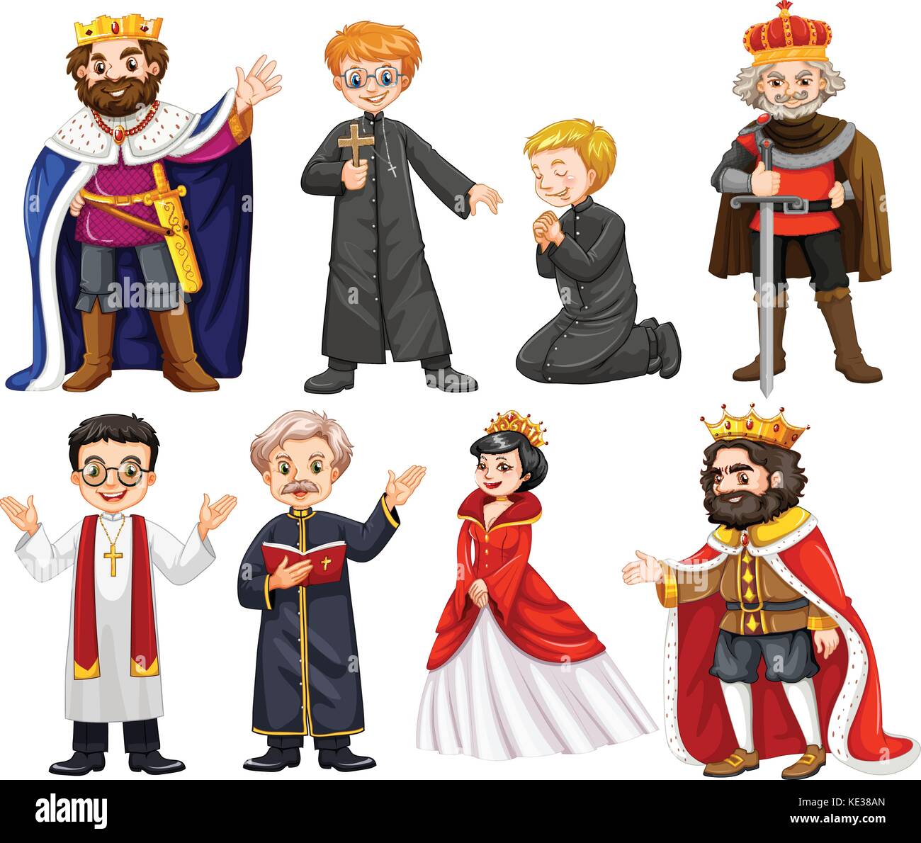 Different characters of king and priest illustration Stock Vector Image ...
