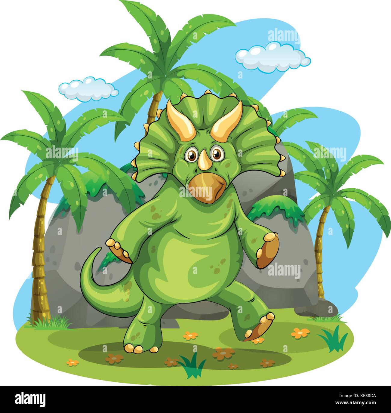 Green dinosaur standing on two feet illustration Stock Vector Image ...