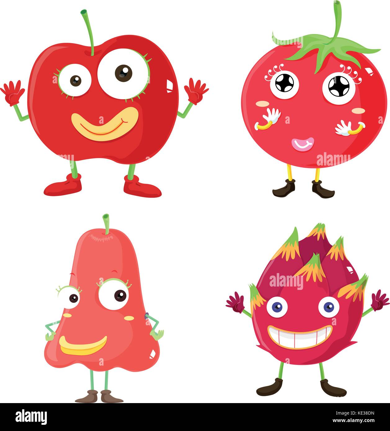 Fresh fruits in red illustration Stock Vector Image & Art - Alamy