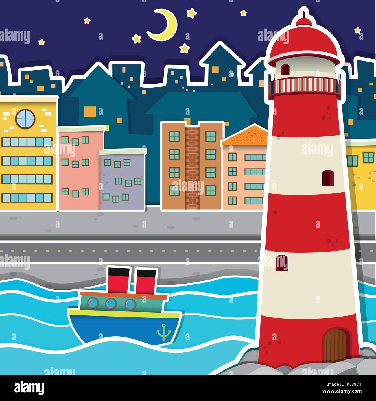 Ship at night stars Stock Vector Images - Alamy