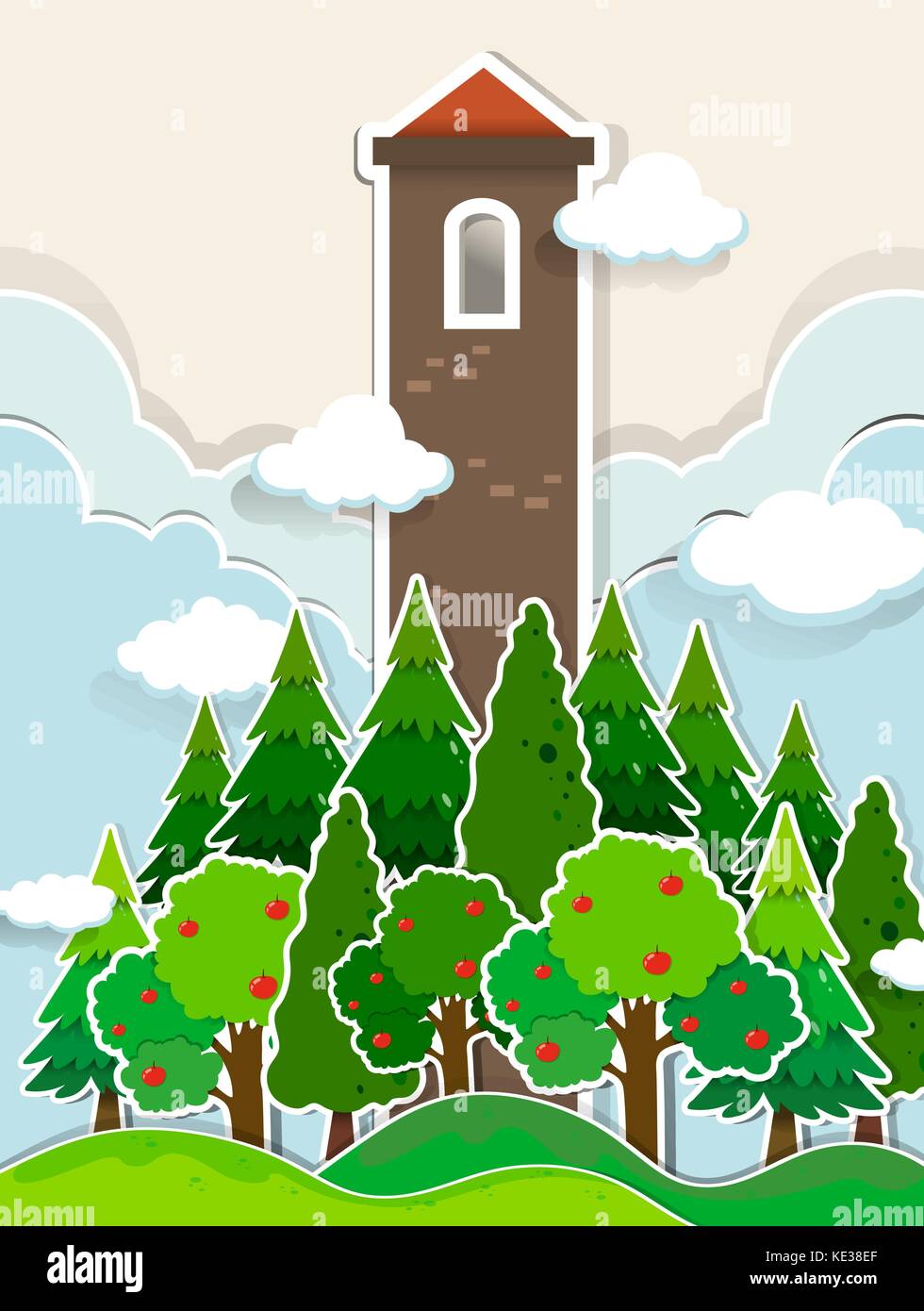 Tall tower in the jungle illustration Stock Vector Image & Art - Alamy