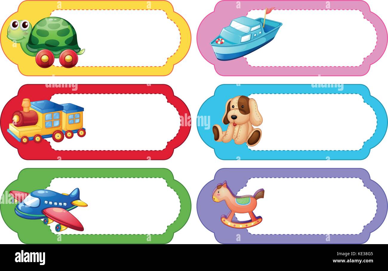 Label design with different toys illustration Stock Vector Image & Art ...