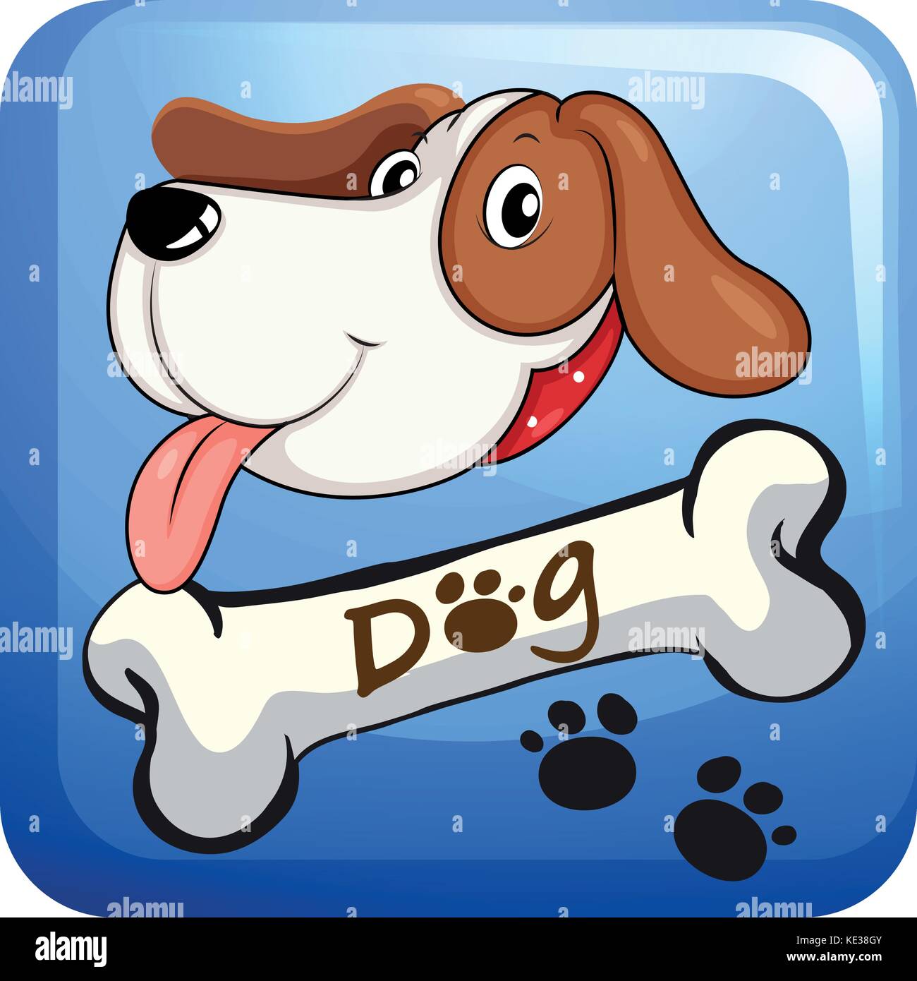 Dog and bone on badge illustration Stock Vector Image & Art - Alamy