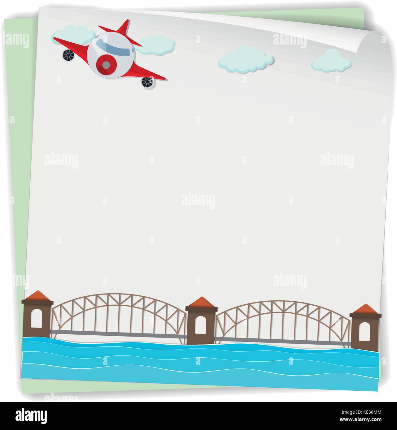 Paper design with airplane and bridge illustration Stock Vector Image ...