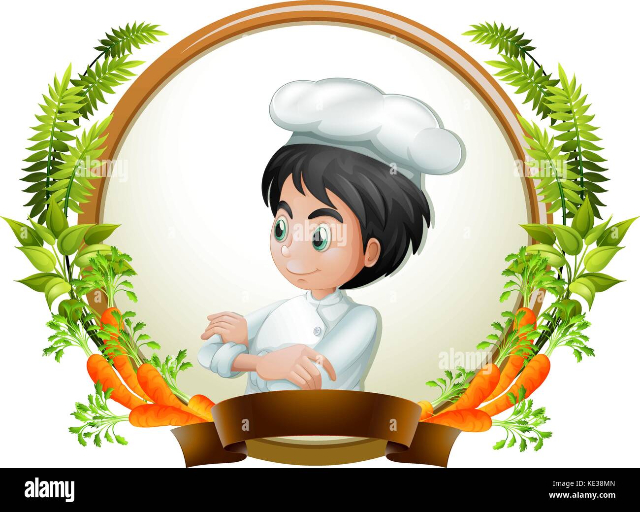 Male chef in round banner illustration Stock Vector Image & Art - Alamy