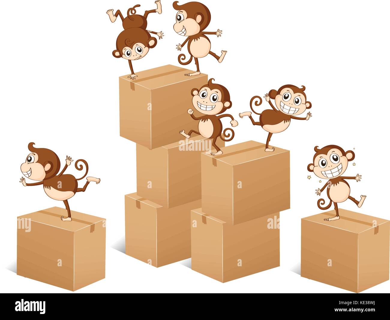 Monkeys climbing up the boxes illustration Stock Vector Image & Art - Alamy