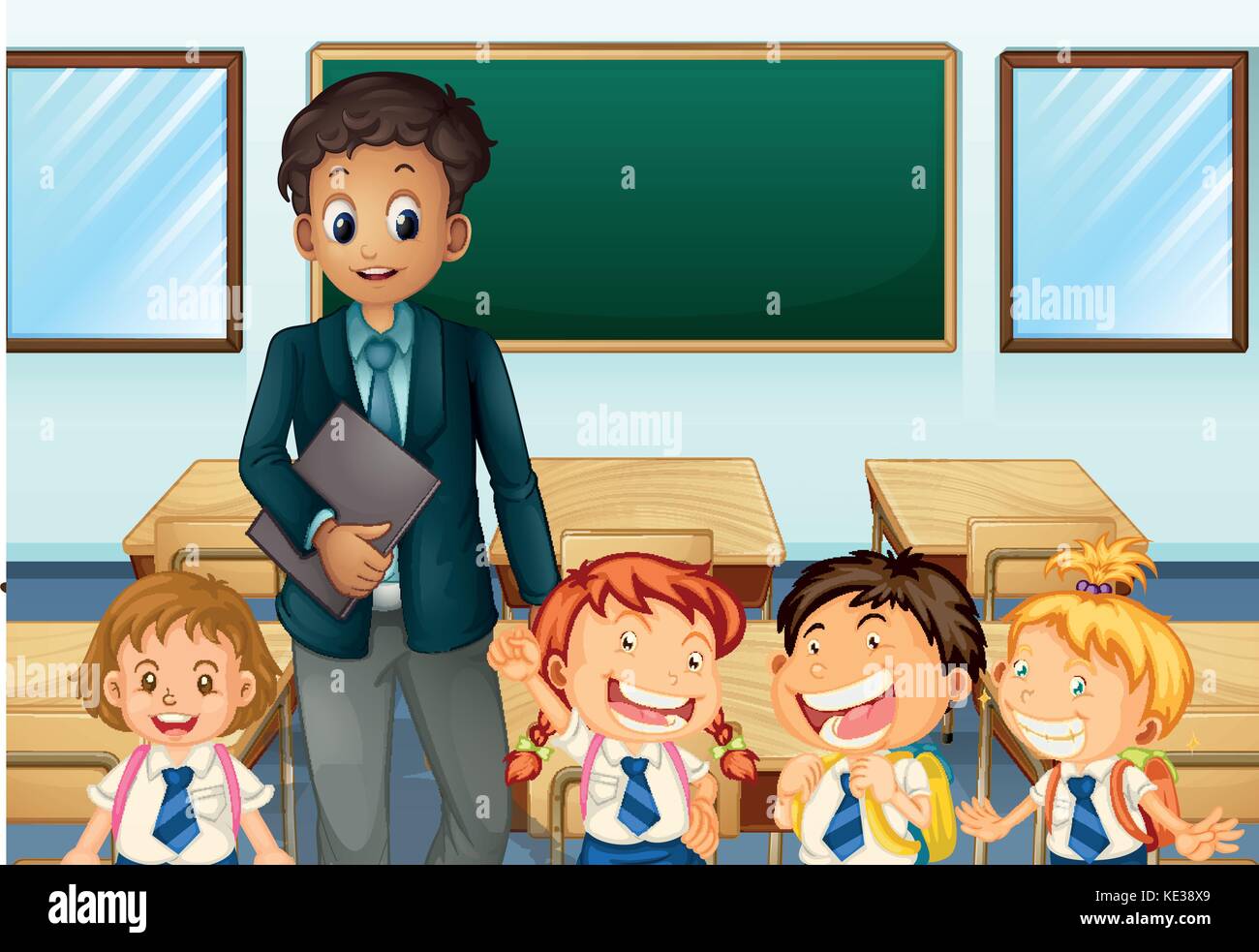 Teacher and students in classroom illustration Stock Vector Image & Art ...
