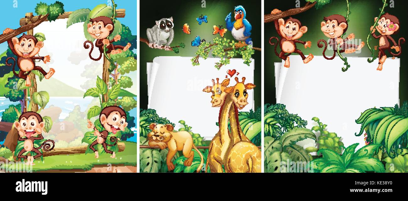 Banner design with wild animals illustration Stock Vector Image & Art ...
