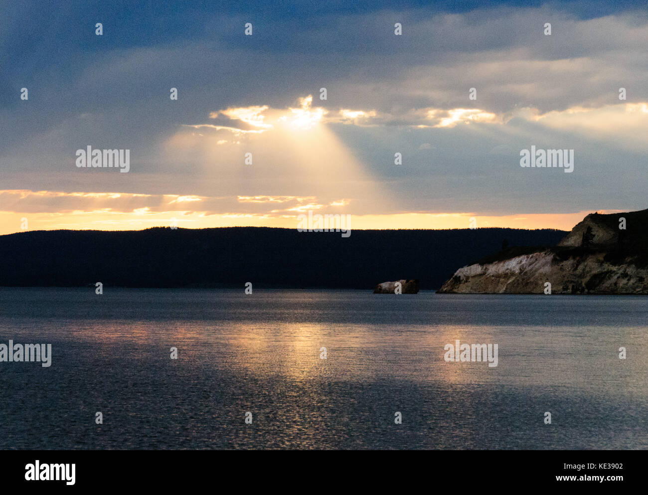 Sunset Over Lake Yellowstone Stock Photo - Alamy