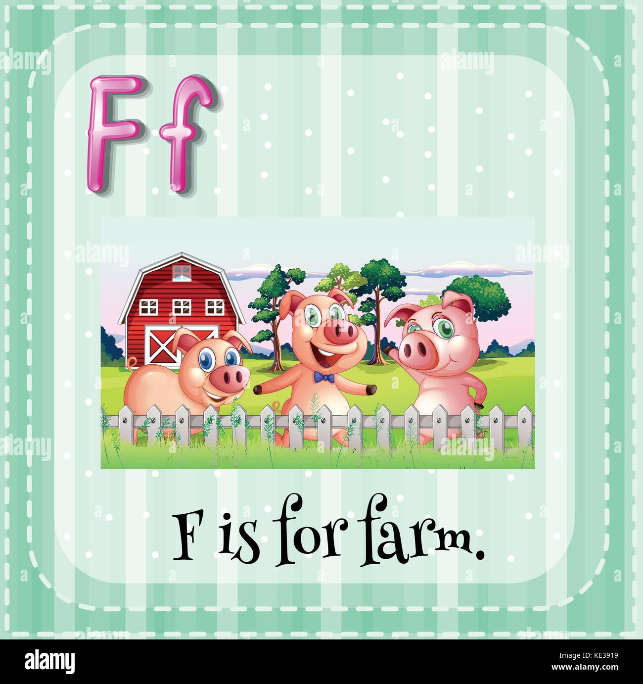 Flashcard alphbet F is for farm illustration Stock Vector Image & Art ...
