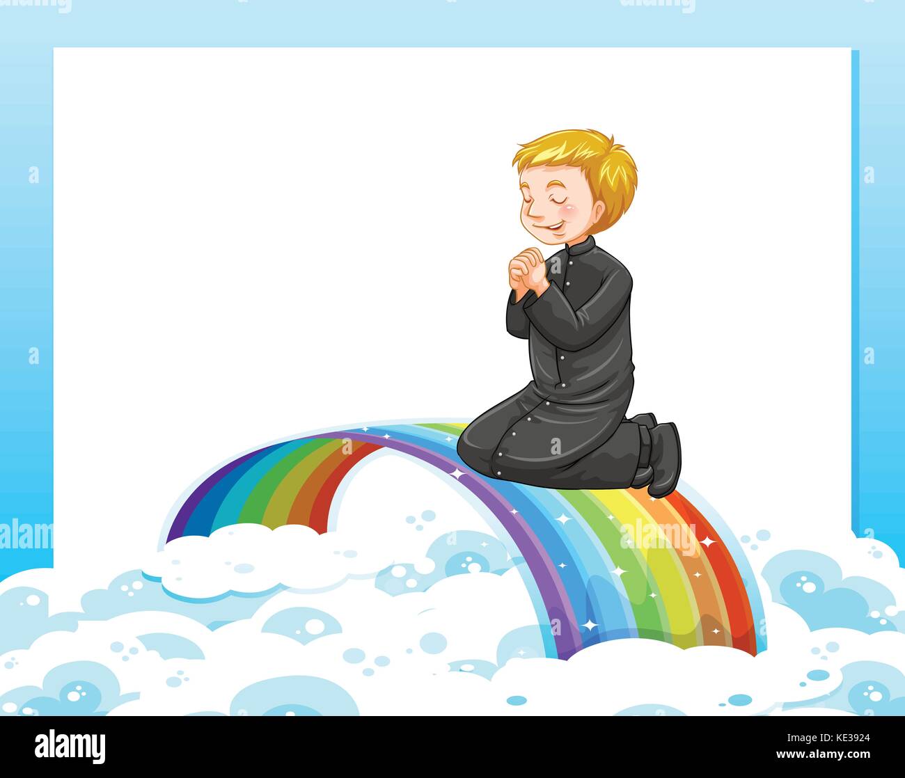 Frame design with priest praying illustration Stock Vector Image & Art ...