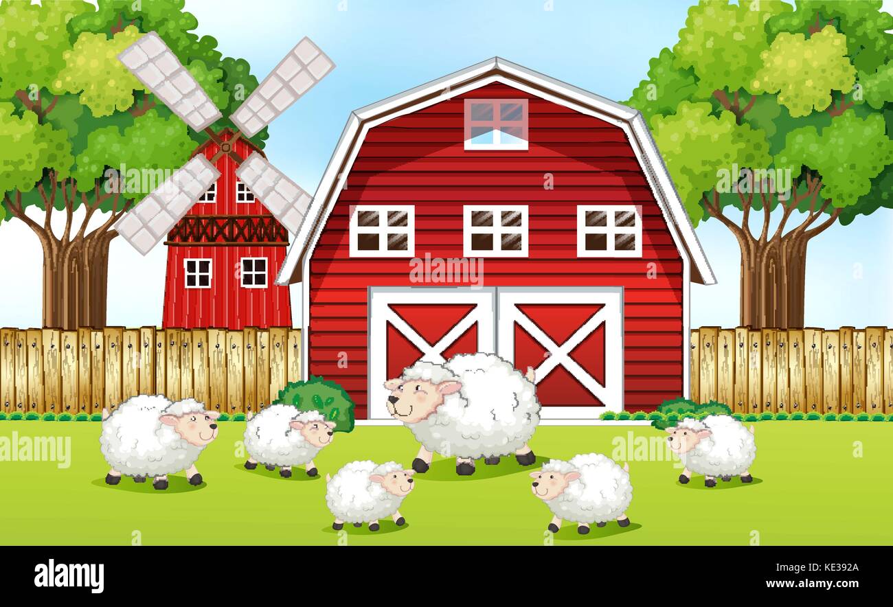 Sheep barns Stock Vector Images - Alamy