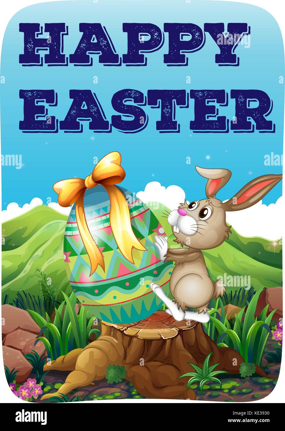 Easter bunny with decorated egg illustration Stock Vector Image & Art ...