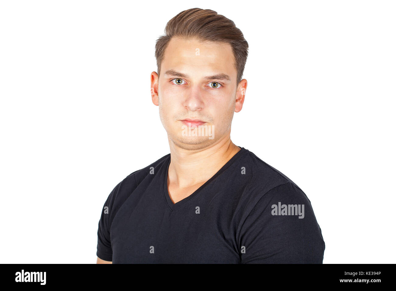 Face young man stern expression hi-res stock photography and images - Alamy