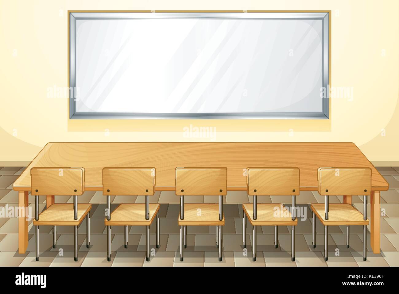 Classroom with whiteboard and chairs illustration Stock Vector Image ...