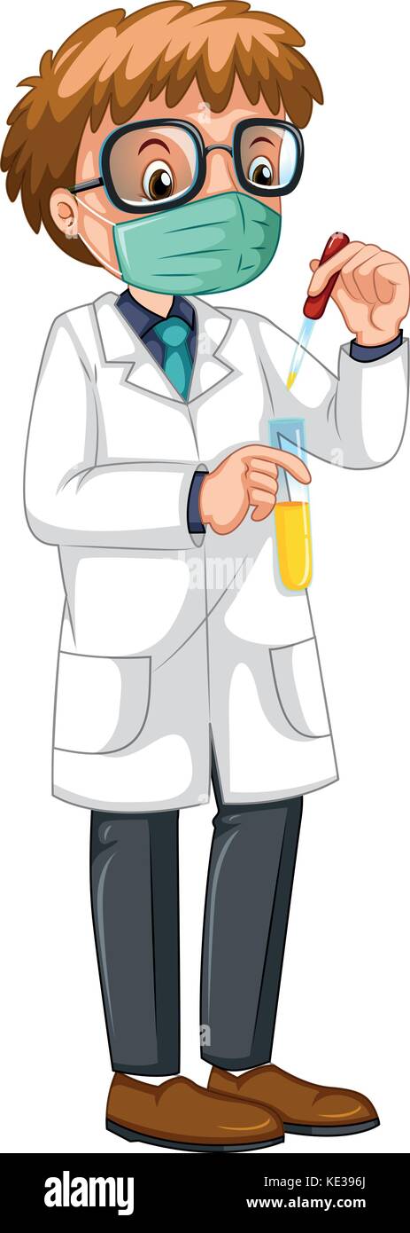 Male scientist doing experiment illustration Stock Vector Image & Art - Alamy