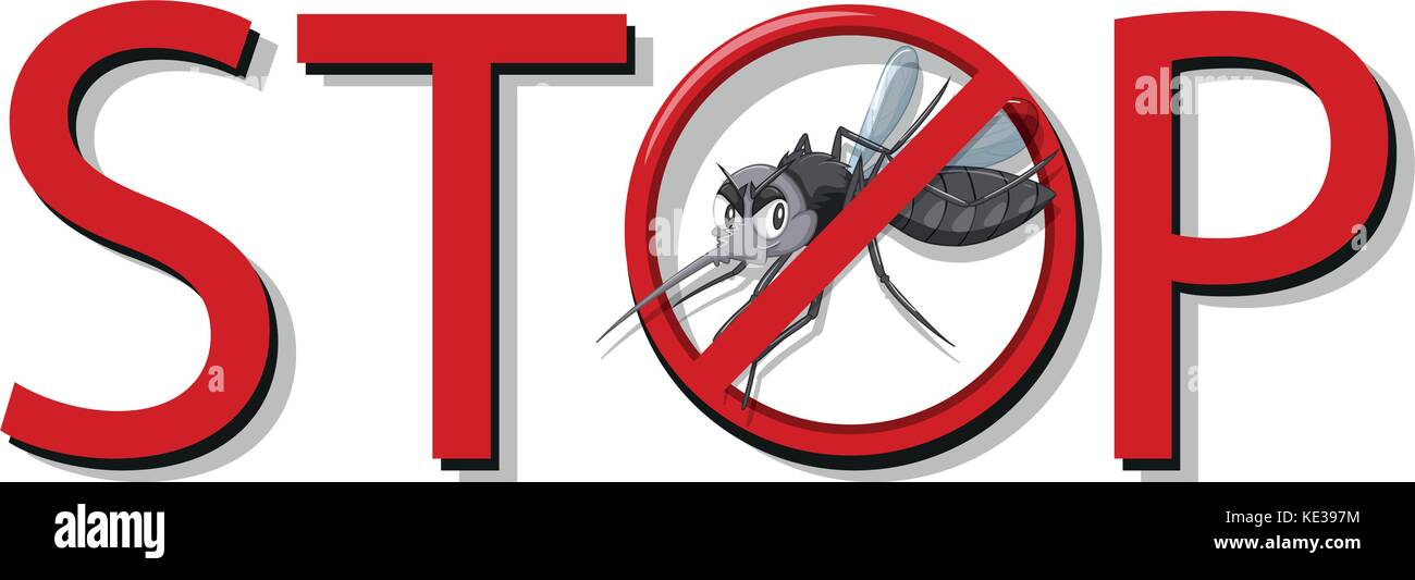 Stop mosquito sign on white background illustration Stock Vector Image ...