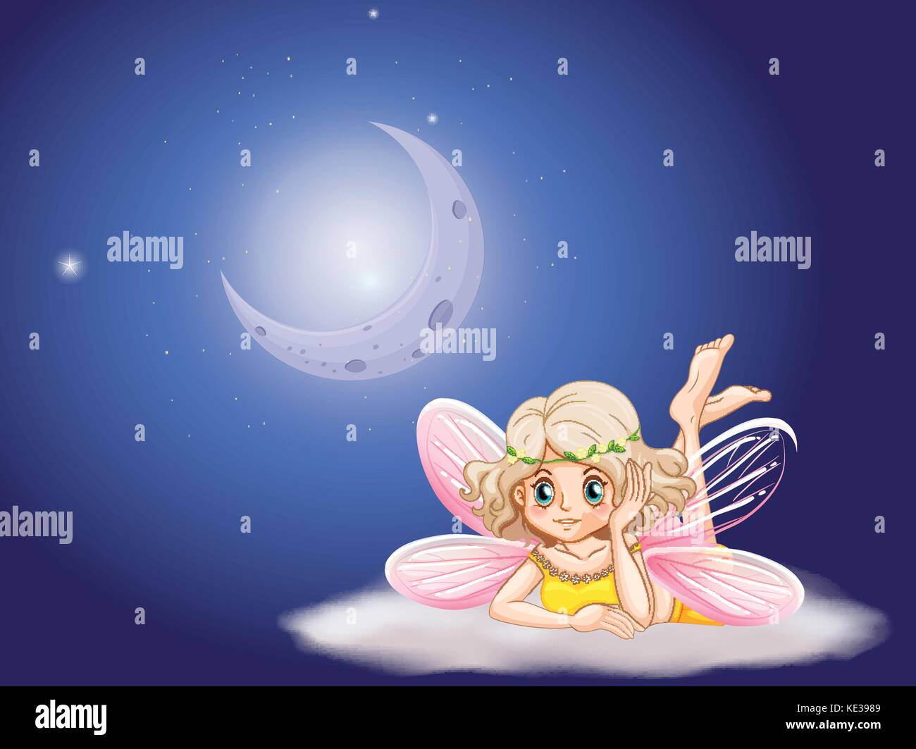 Fairy on cloud at night time illustration Stock Vector Image & Art - Alamy