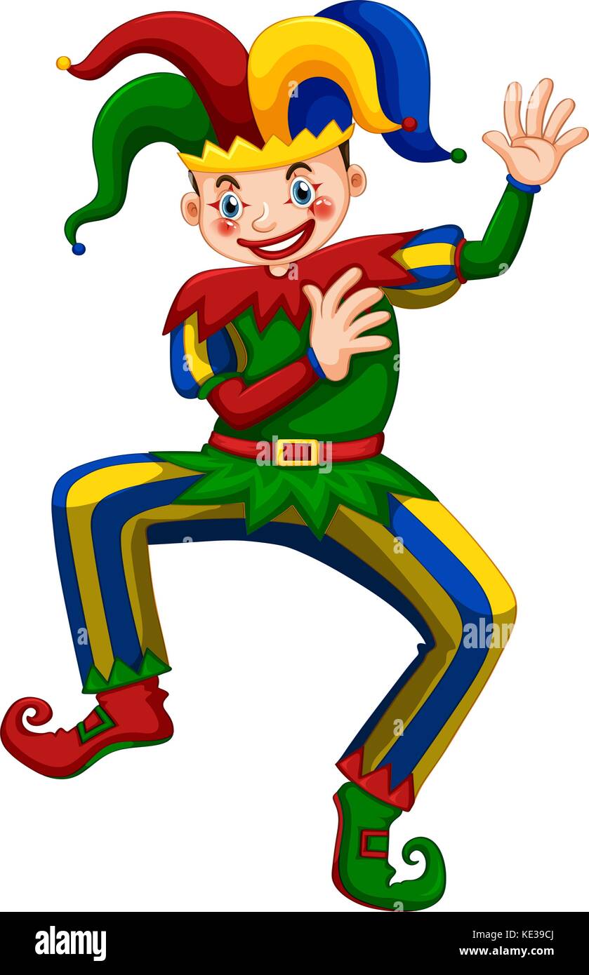 Jester with happy face dancing illustration Stock Vector Image & Art ...
