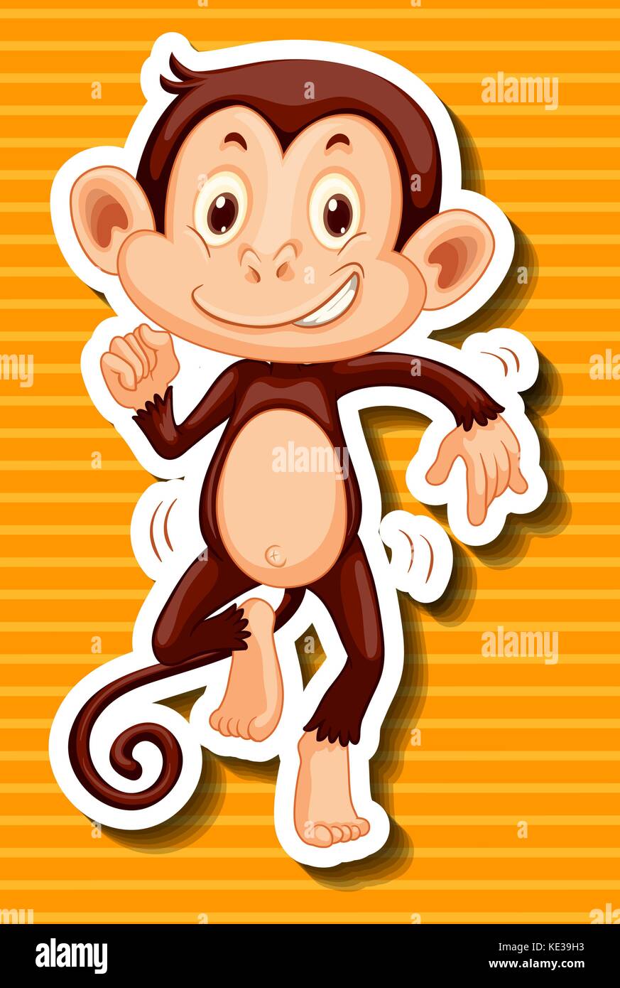 Monkey dancing on yellow background illustration Stock Vector Image ...
