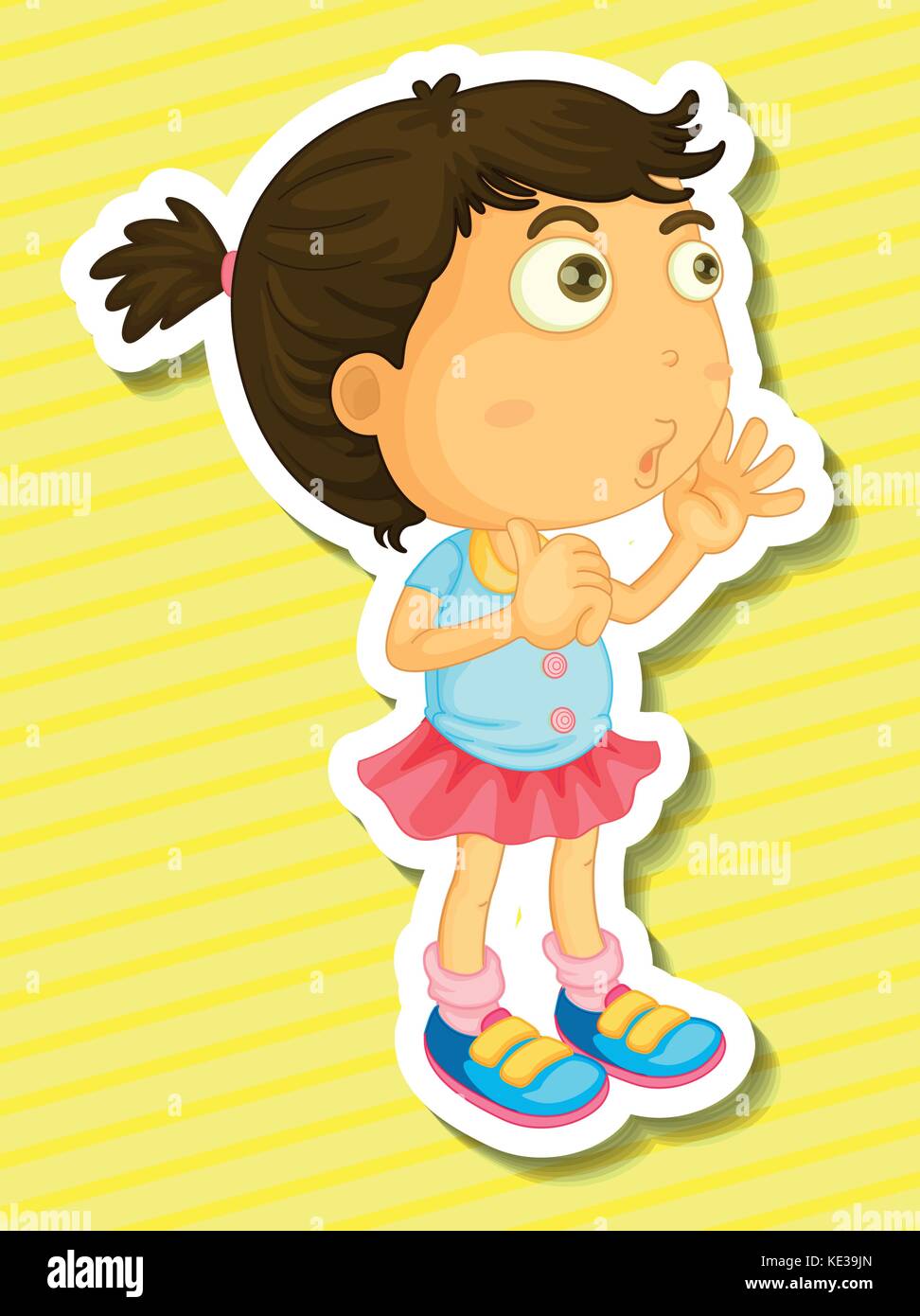 Sticker of a girl counting illustration Stock Vector Image & Art - Alamy