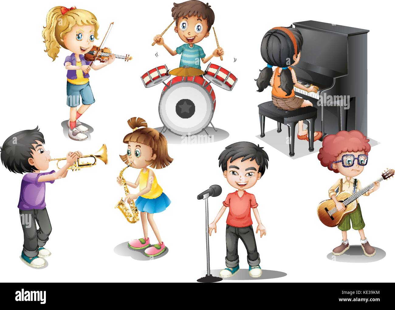 Kids Playing Instruments Clipart