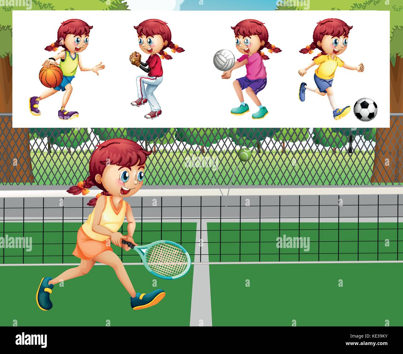 Girl doing different sports illustration Stock Vector Image & Art - Alamy