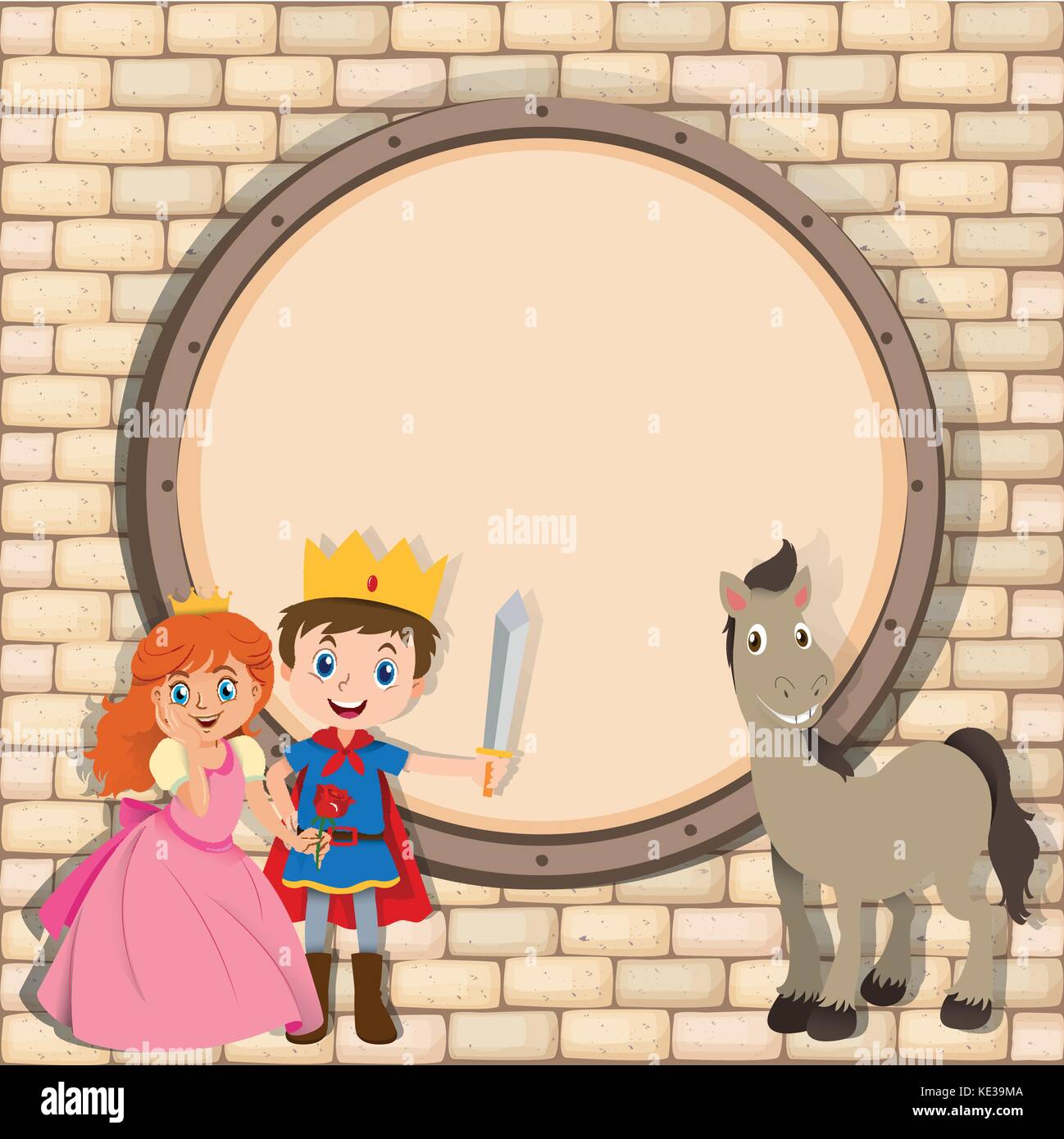 Border design with prince and princess illustration Stock Vector Image ...