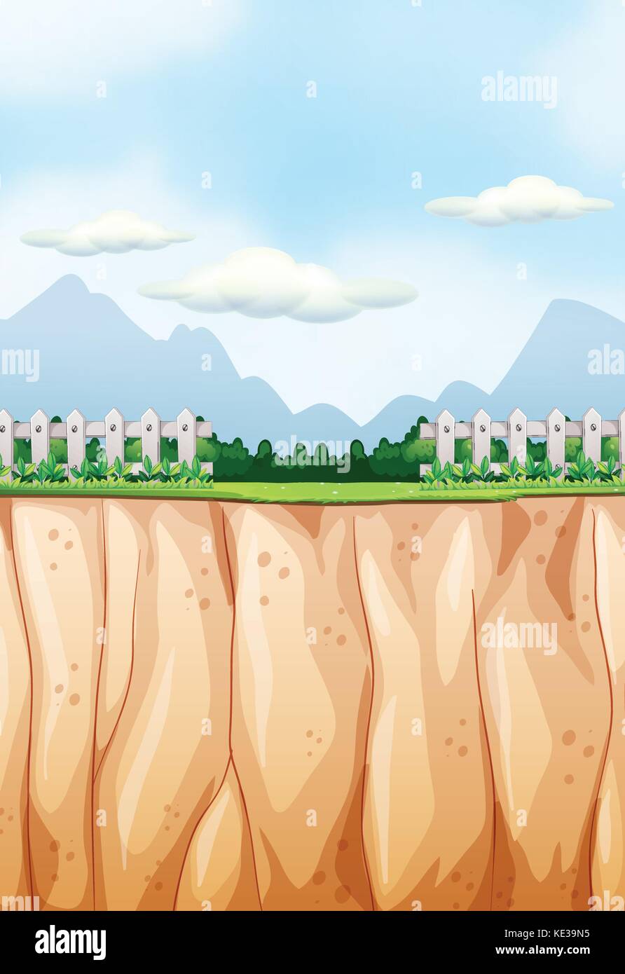 Scene with field and cliff illustration Stock Vector Image & Art - Alamy